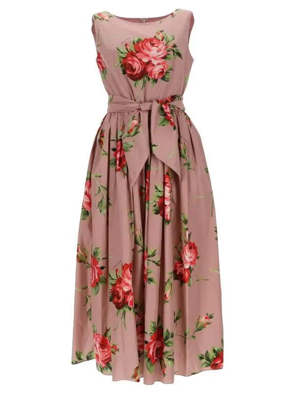 Dolce & Gabbana Rose Bouquet Print Midi Dress - Pink
