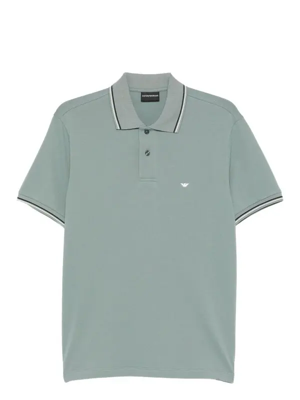 Emporio Armani Logo Cotton Polo Shirt - Clear Blue