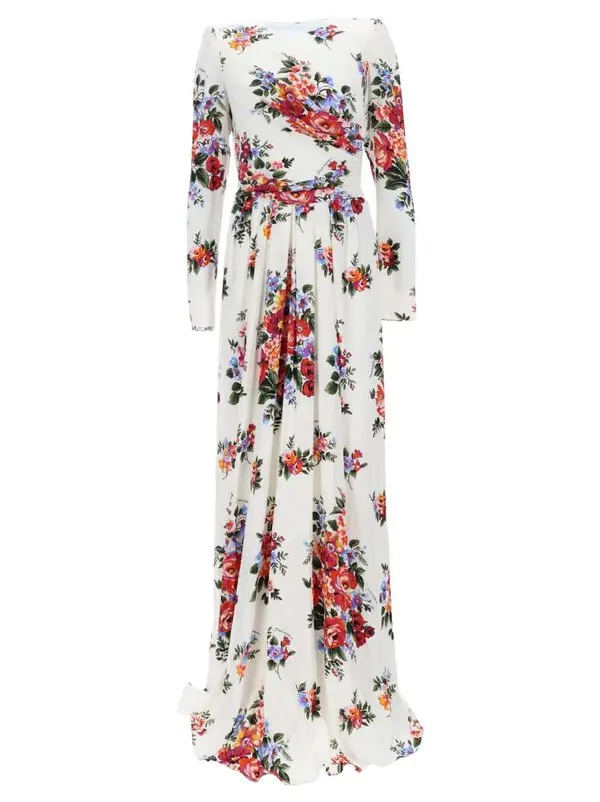 Dolce & Gabbana Long Floral Print Dress - White