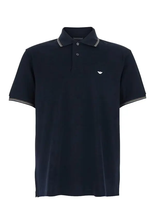 Emporio Armani Logo Cotton Polo Shirt - Blue