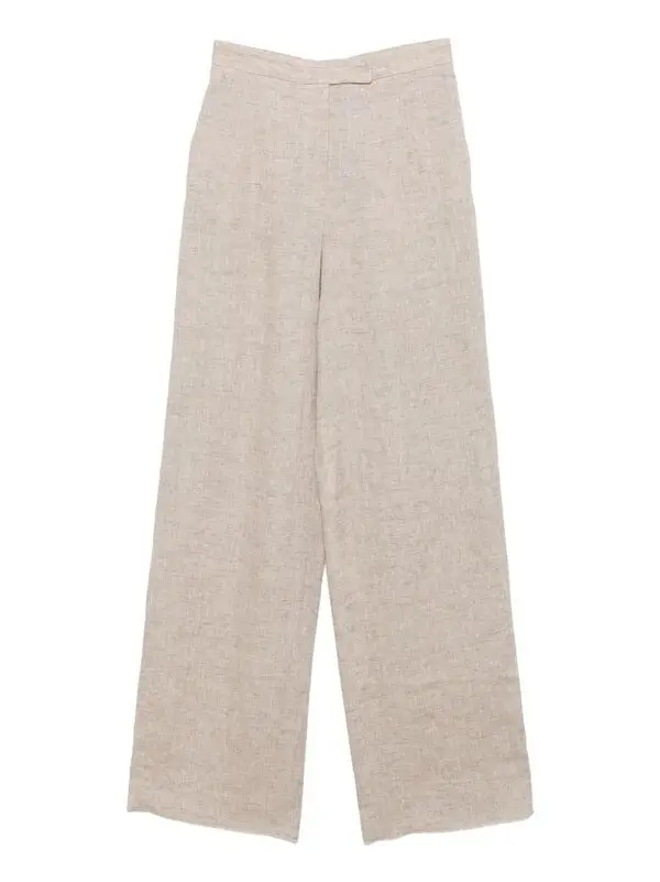Emporio Armani Linen Straight Leg Trousers - Beige