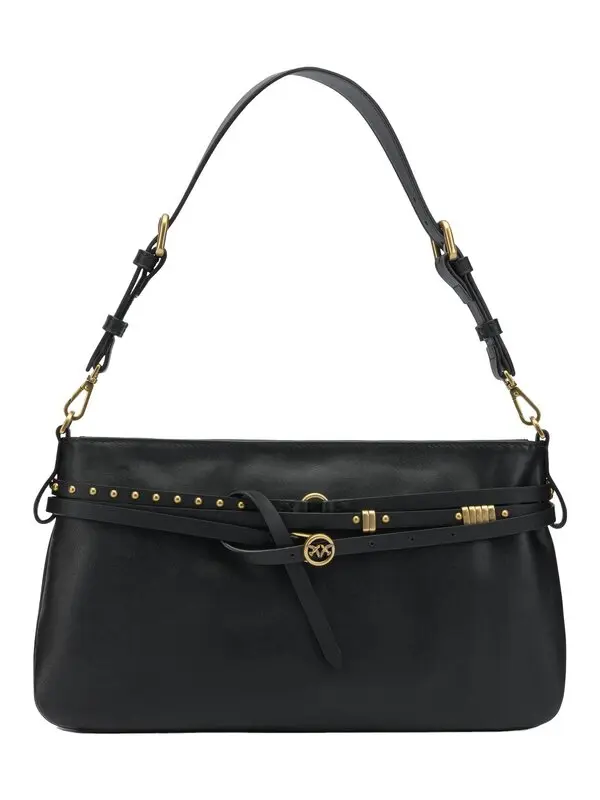 Pinko Leather Shoulder Bag - Black