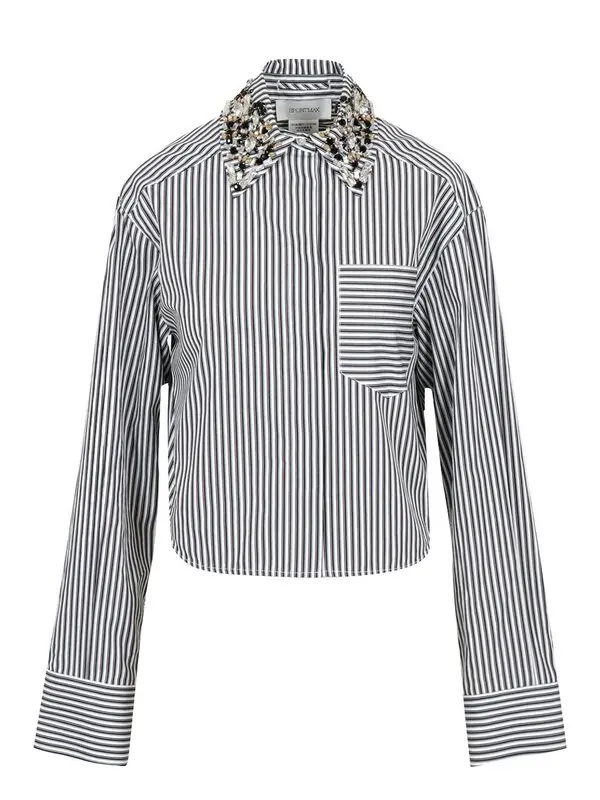 Sportmax Striped Embellished Shirt - Black