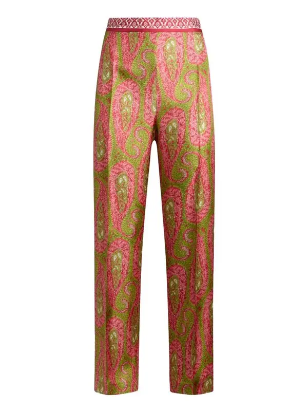 Etro Paisley Foliage Bootcut Pants - Multicolour