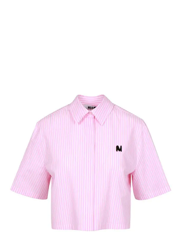 MSGM Striped Shirt - Rosa+bianco