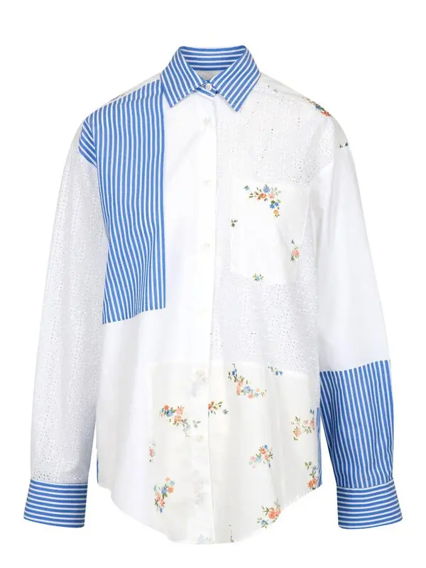 MSGM Shirt - Bianco+azzurro