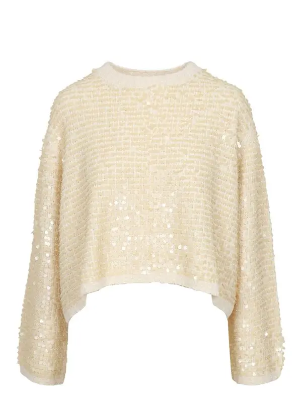 SEMICOUTURE Sequin Embellished Pullover - Cream
