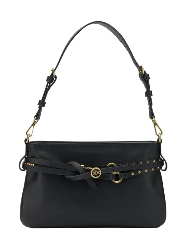 Pinko Leather Shoulder Bag - Black