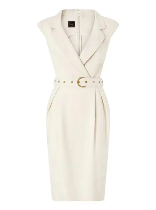 Pinko Belted Collared Dress - White