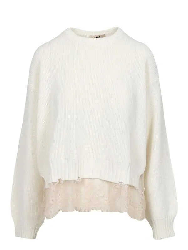 ANIYE BY Sweater With Lace Detail - White