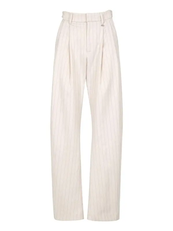 ANIYE BY Pinstriped Wide-leg Trousers - White