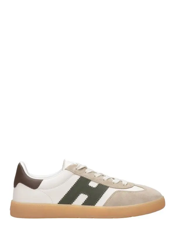 Hogan Leather Sneakers - Bianco+verde+marrone