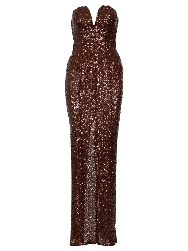 ANIYE BY Sequin Longuette Dress - Cioccolato