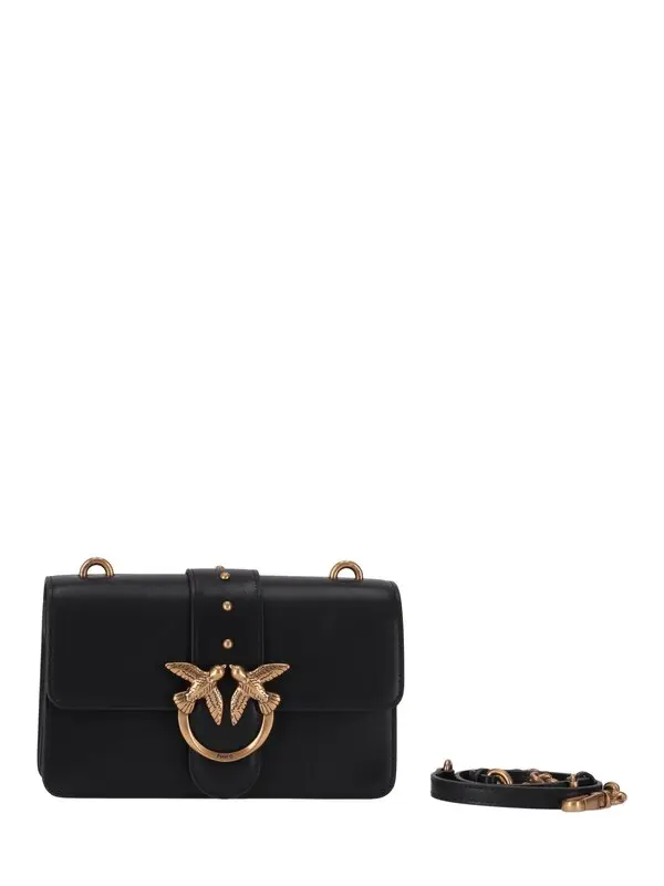 Pinko Love One Mini St. Cl Vitello S - Nero-antique Gold