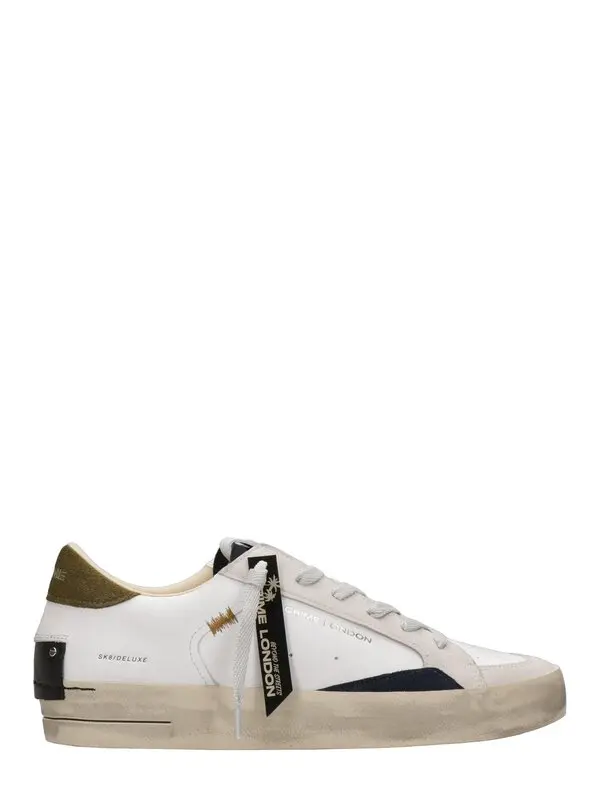 CRIME LONDON Low Top Sneakers - Bianco+verde Militare