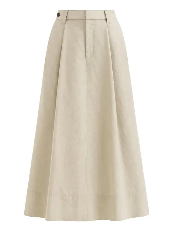 Brunello Cucinelli Cotton Poplin Tailored Skirt - Beige