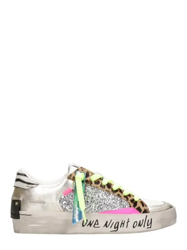 CRIME LONDON Skate Deluxe Sneakers - Argento+leopardo