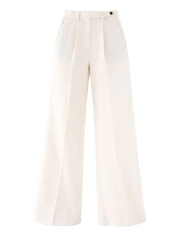 Brunello Cucinelli Linen Blend Tailored Pants - Ivory