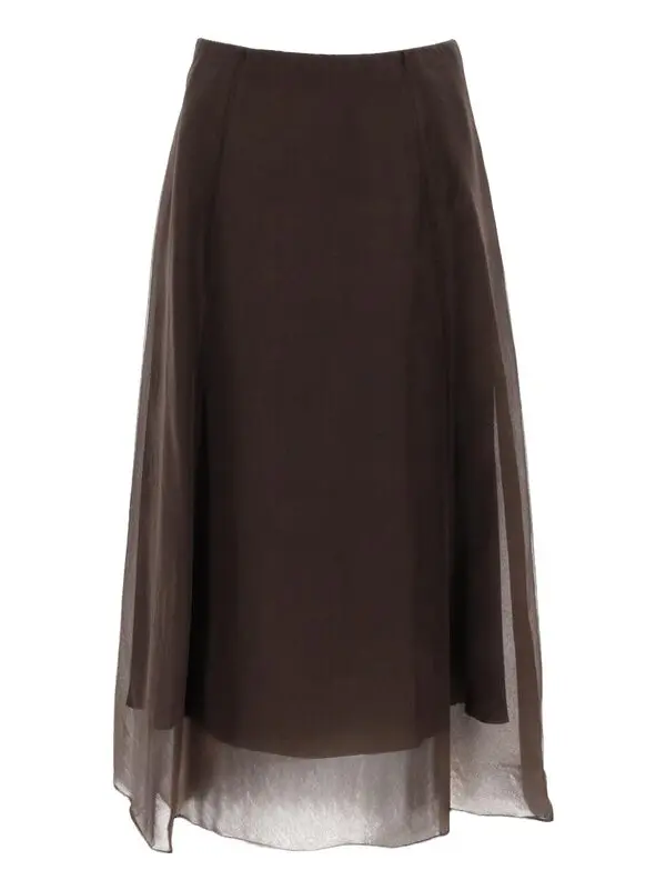Brunello Cucinelli Circle Midi Skirt - Brown