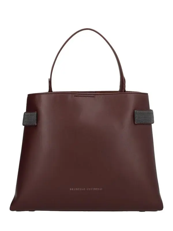 Brunello Cucinelli Top Handle Essence Tote Bag - Bordeaux