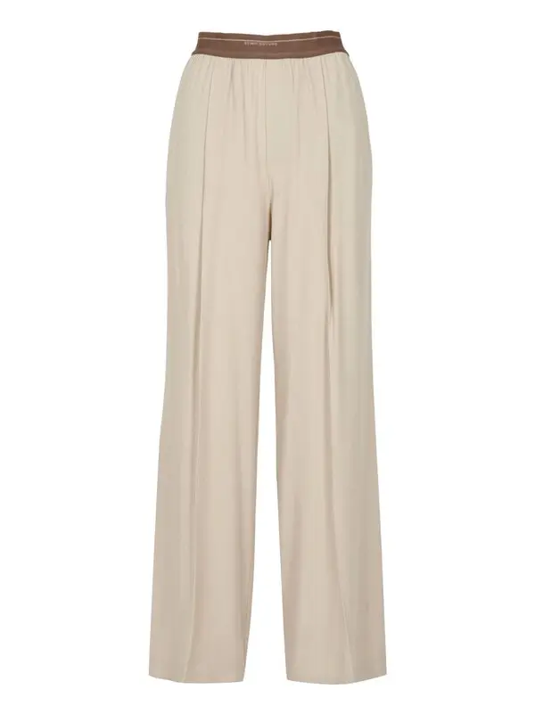 SEMICOUTURE Wide Leg Trousers - Beige