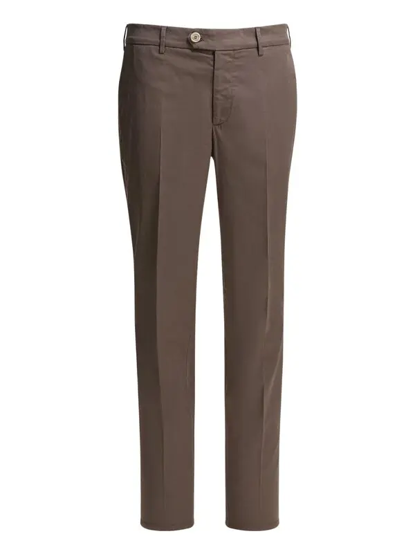 Brunello Cucinelli Casual Pants In Cotton Gabardine - Brown