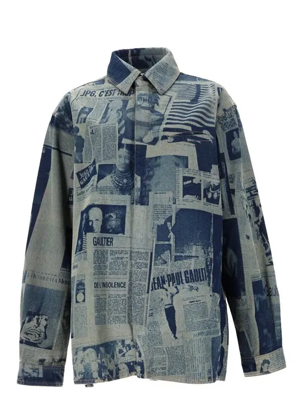 JEAN PAUL GAULTIER Shirt With Newspaper Print - Denim