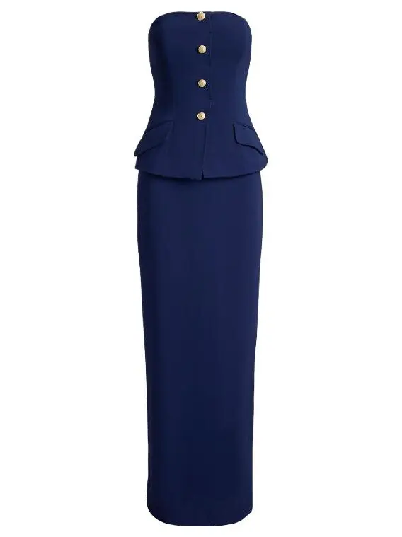 Ralph Lauren Cady Stretch Long Dress - Blue