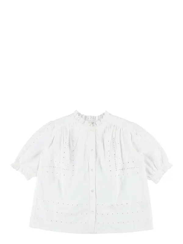 Bonpoint Letitia Organic Cotton Poplin Blouse - Upb Blanc Lait