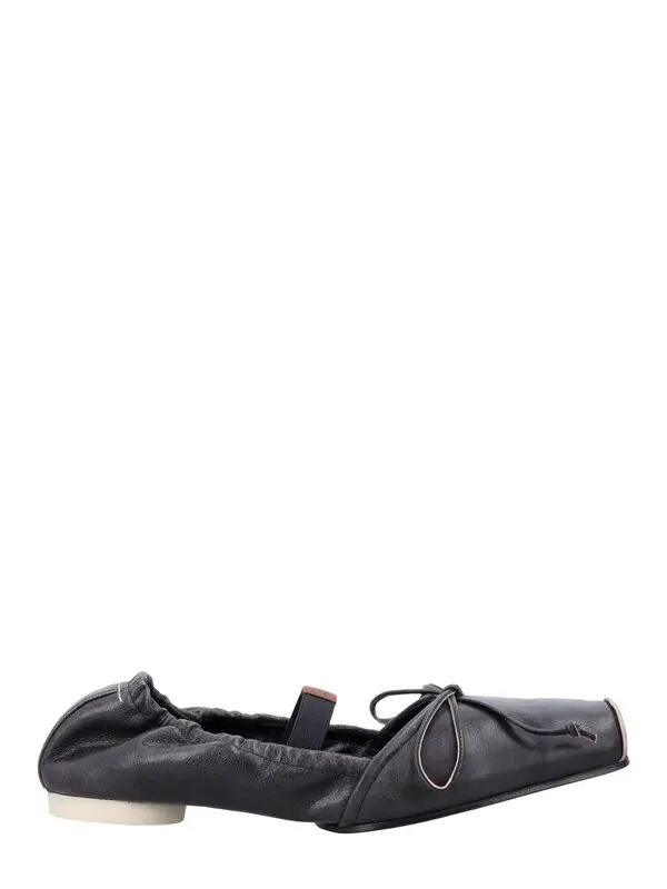 MAISON MARGIELA Square-toe Leather Ballerinas - Black Brown