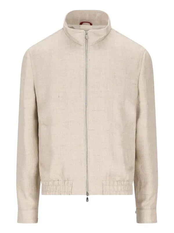 Brunello Cucinelli Silk-blend Blouson Jacket - Beige
