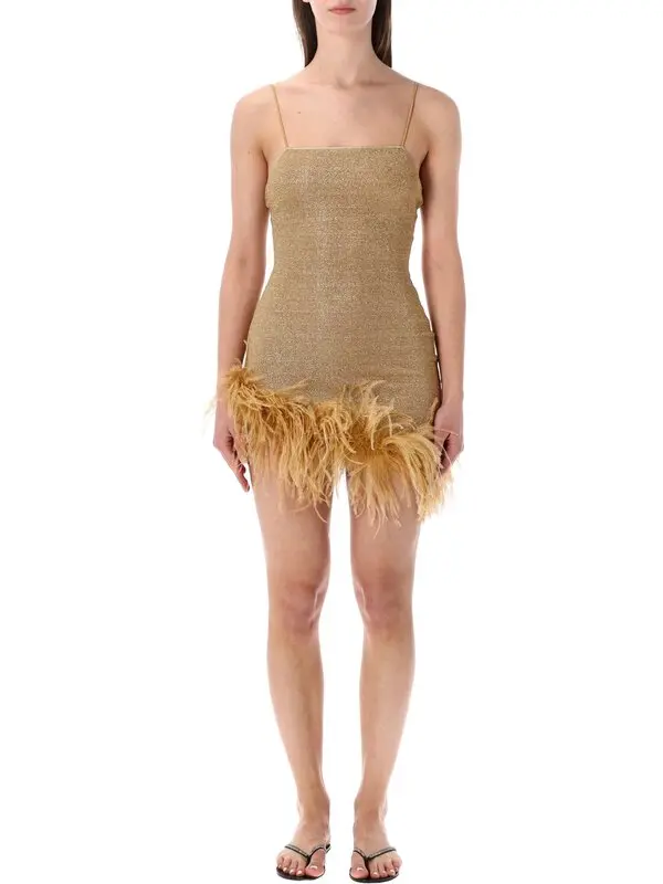 Oseree Lumière Plumage Mini Dress - Golden
