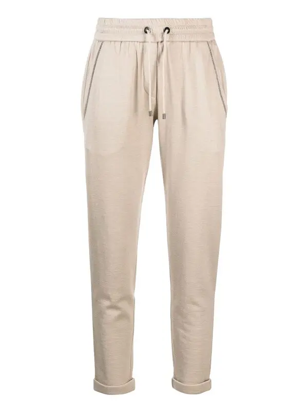 Brunello Cucinelli Cotton And Linen Blend Trousers - Beige