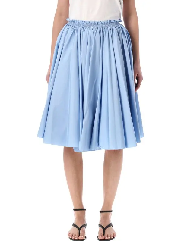 Ami Cotton Midi Corolla Skirt - Blue