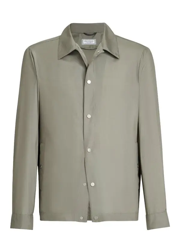 Brunello Cucinelli Silk Blouson Jacket - Kaki