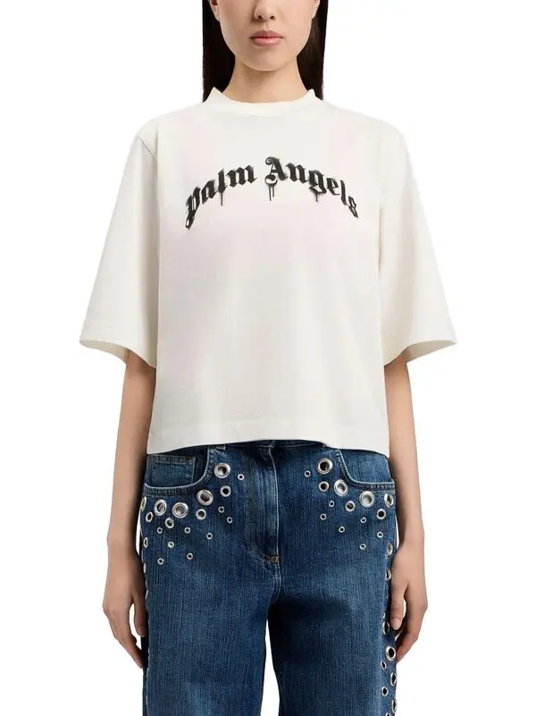 Palm Angels Logo Cotton T-shirt - White