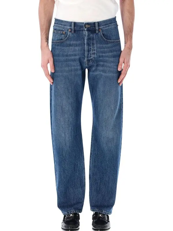 Valentino Garavani Straight Leg Jeans - Medium Blue Denim