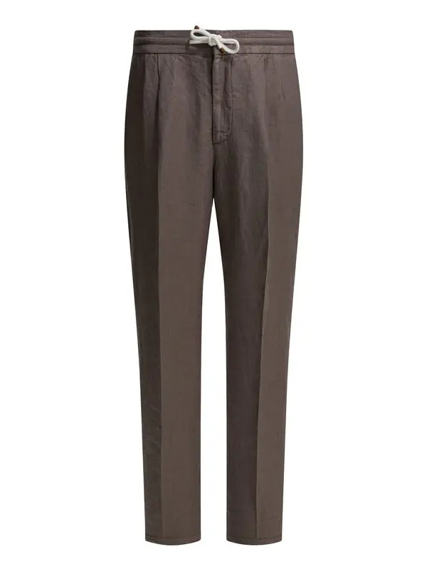 Brunello Cucinelli Casual Linen Pants - Brown