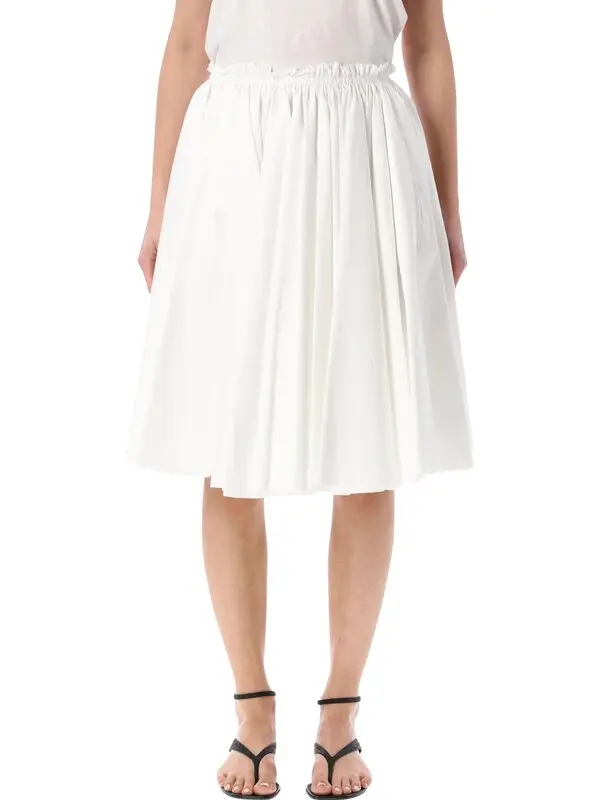 Ami Cotton Midi Corolla Skirt - White