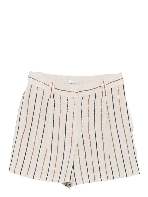 Brunello Cucinelli Striped Linen Shorts - Beige