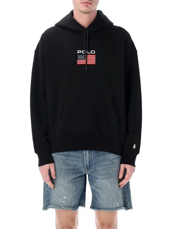 Polo Ralph Lauren Flag Fleece Usa Hoodie - Black