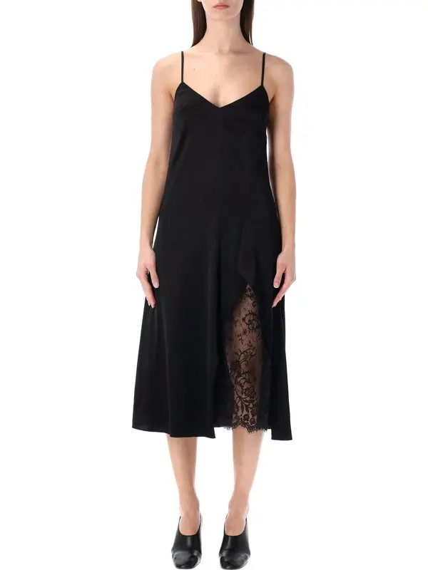 Acne Studios Satin Slip Dress With Lace Detail - Black