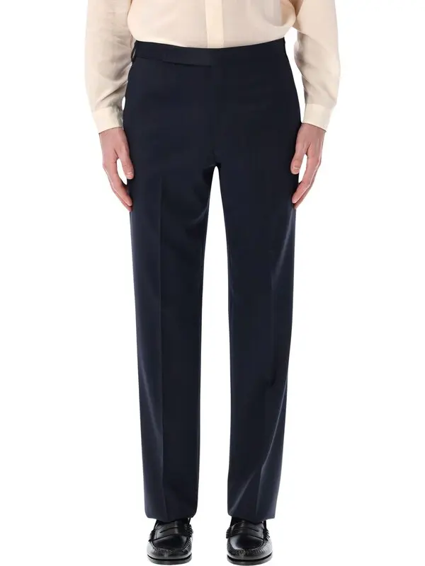 LARDINI Stretch Crepe Gabardine Trousers - Blue