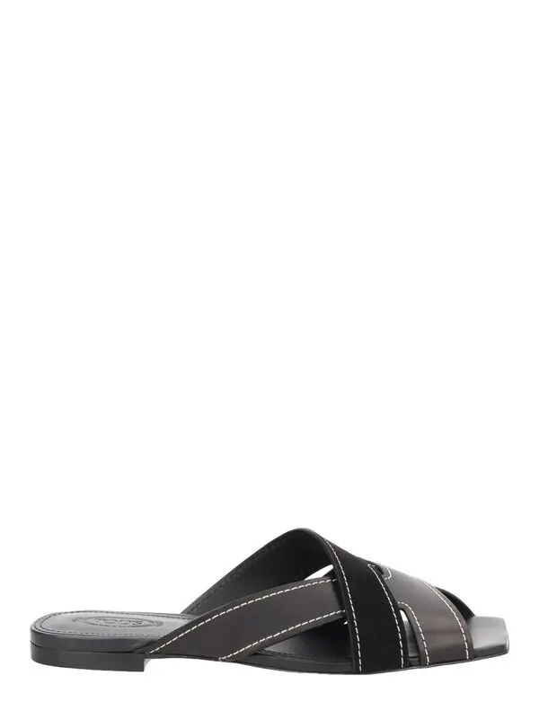 TOD'S Cross Strap Sandals - Black