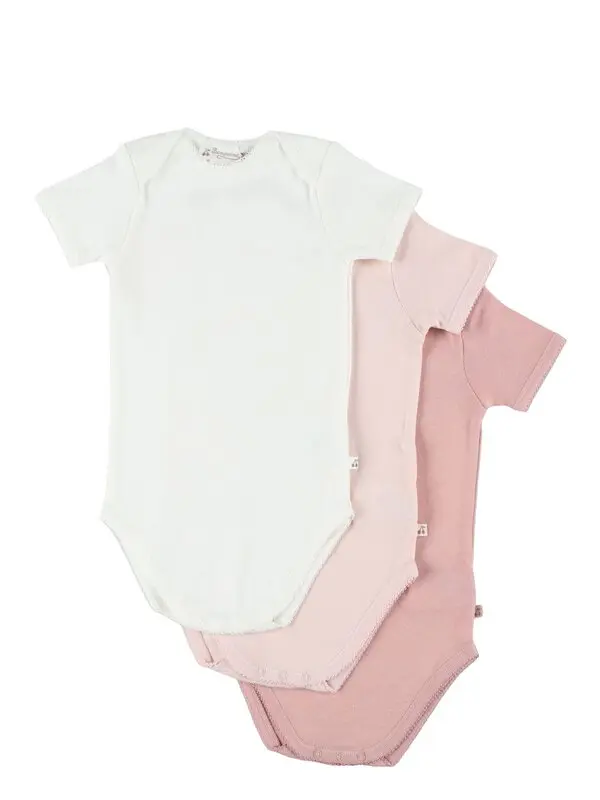 Bonpoint Set Of Three Organic Cotton Baby Onesies - Pale Pink