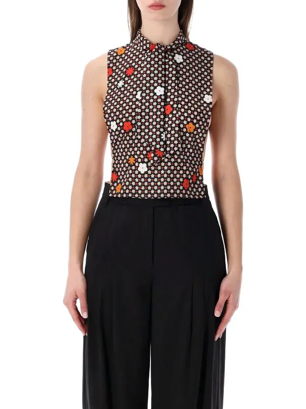 MAISON MARGIELA Sleeveless Flower Top - Black Flowe