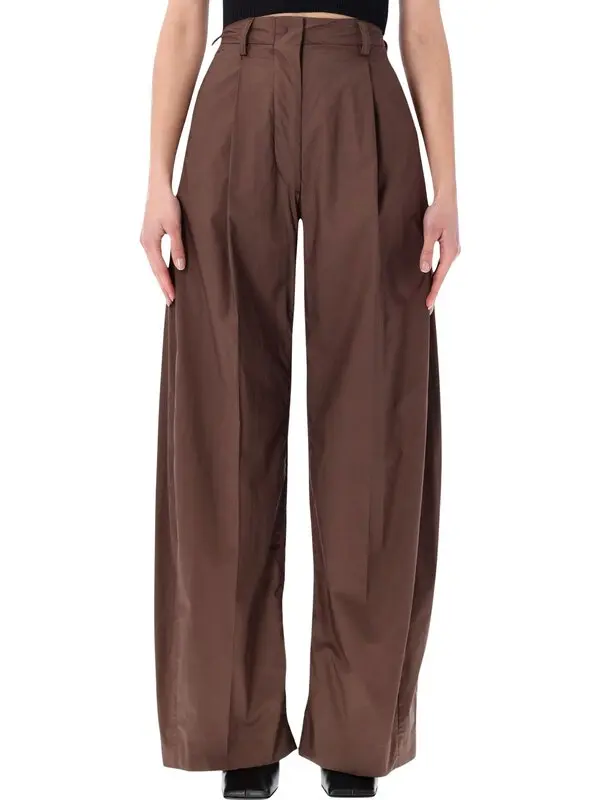 THE LATEST Wide Leg Poplin Pants - Brown