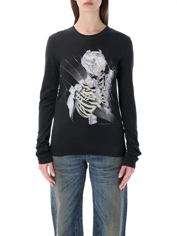 Our Legacy Strain Slim Longsleeve In Cybernetic Angel Print - Black