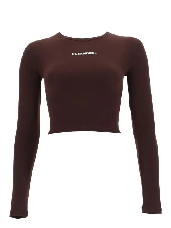 JIL SANDER Cropped Top With Logo - Brown