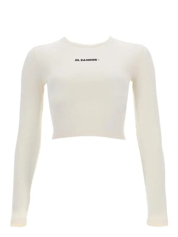 JIL SANDER Cropped Top With Logo - White